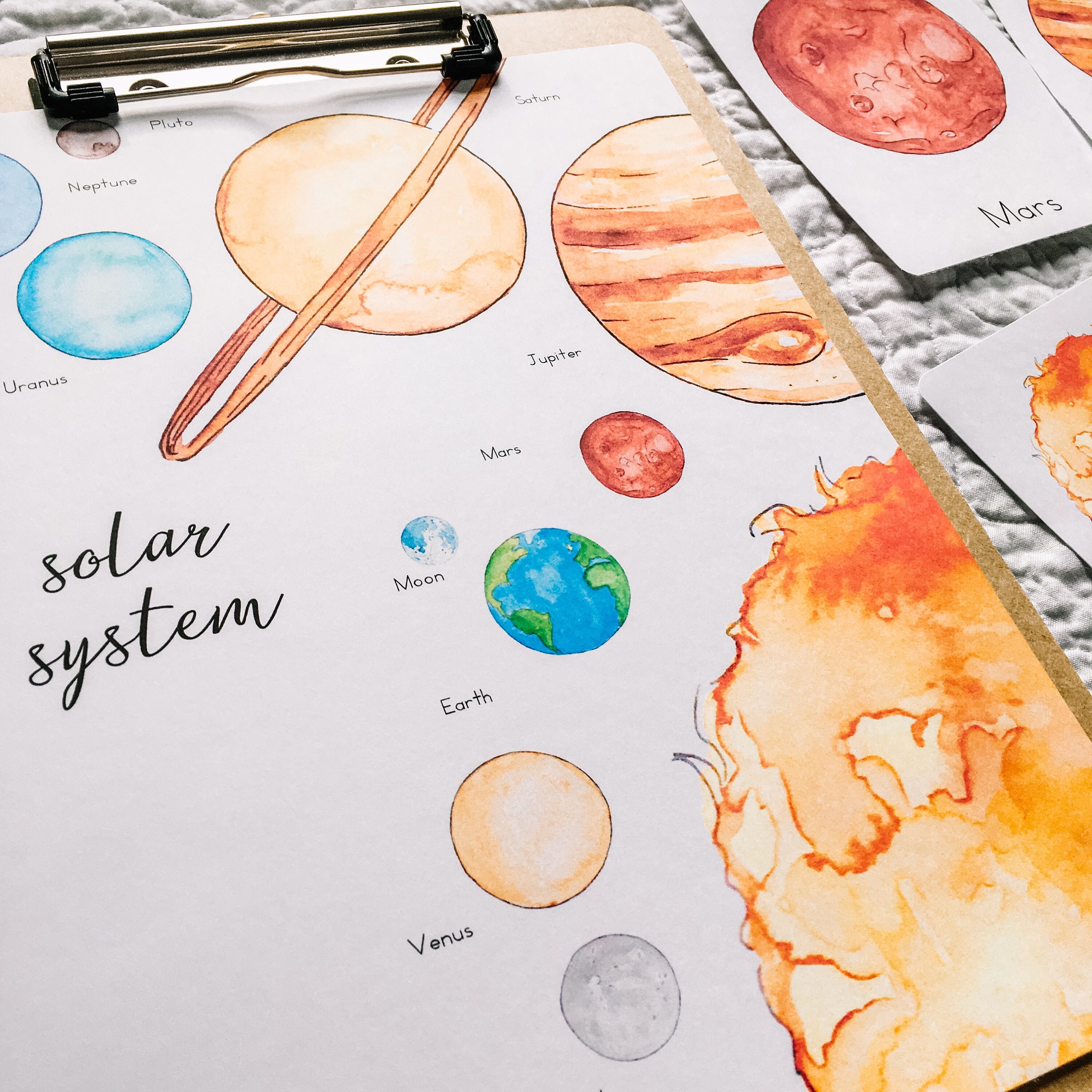 Solar System Flashcards Montessori Homeschool Planets Space | Etsy
