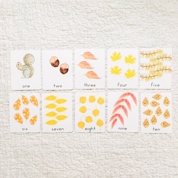Autumn Counting Cards | Etsy