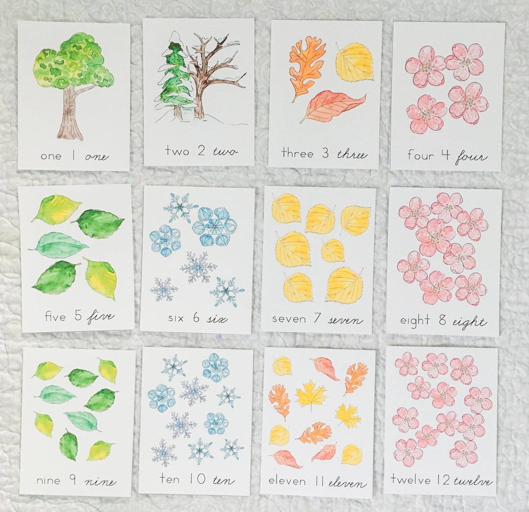 Seasons Counting Cards - Etsy