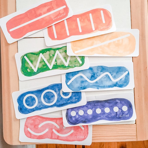 Types of Lines Tracing Cards Art Elements Printable - Etsy