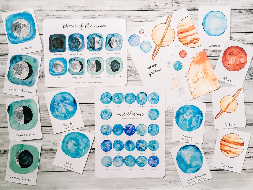 Outer Space Collection | Planets Moon Phases Constellations Homeschool ...