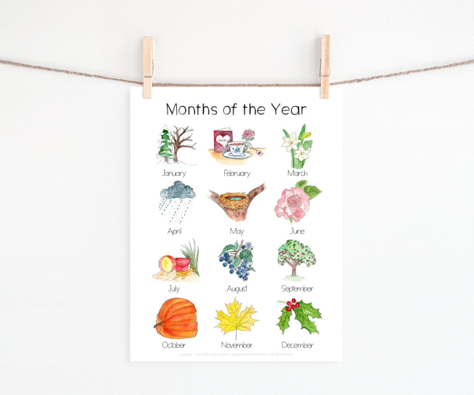 ENGLISH Months of the Year 3 Part Cards Printable - Etsy Canada