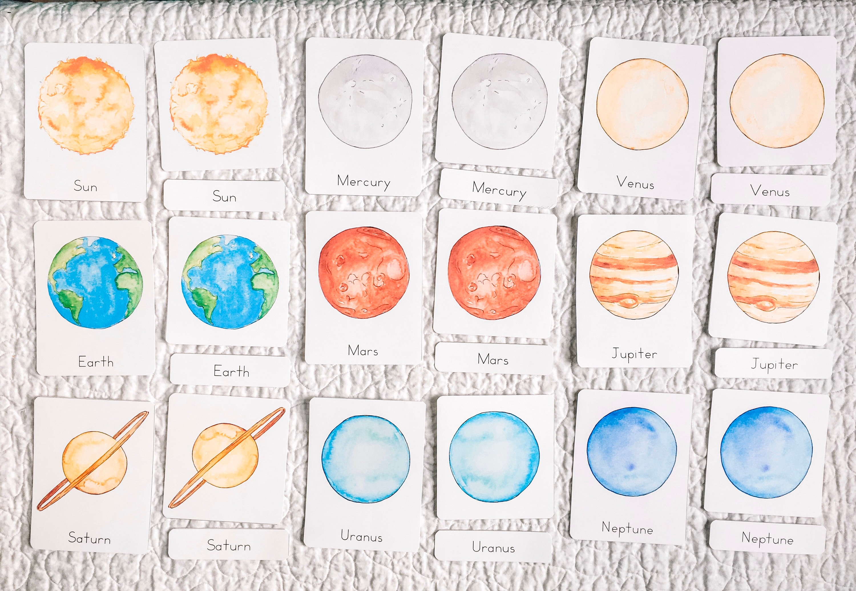 Solar System Flashcards Montessori Homeschool Planets Space | Etsy