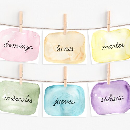 SPANISH Days of the Week Flashcards | Etsy