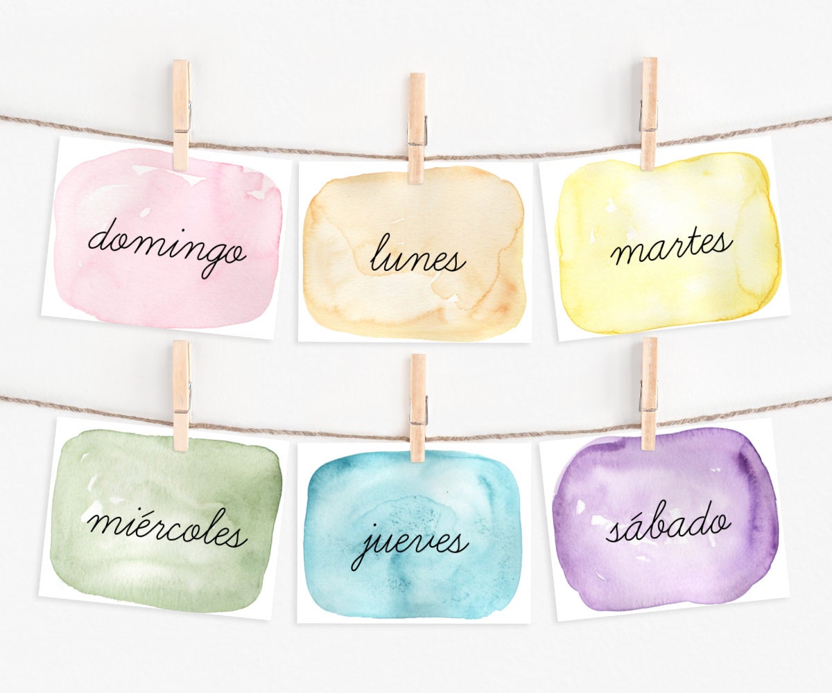 SPANISH Days of the Week Flashcards | Etsy