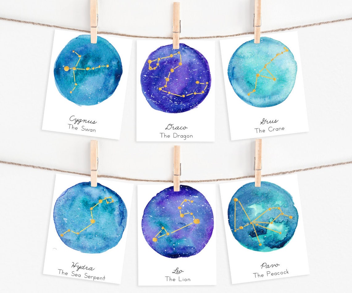 Constellations Flashcards Montessori Homeschool Stars Space | Etsy