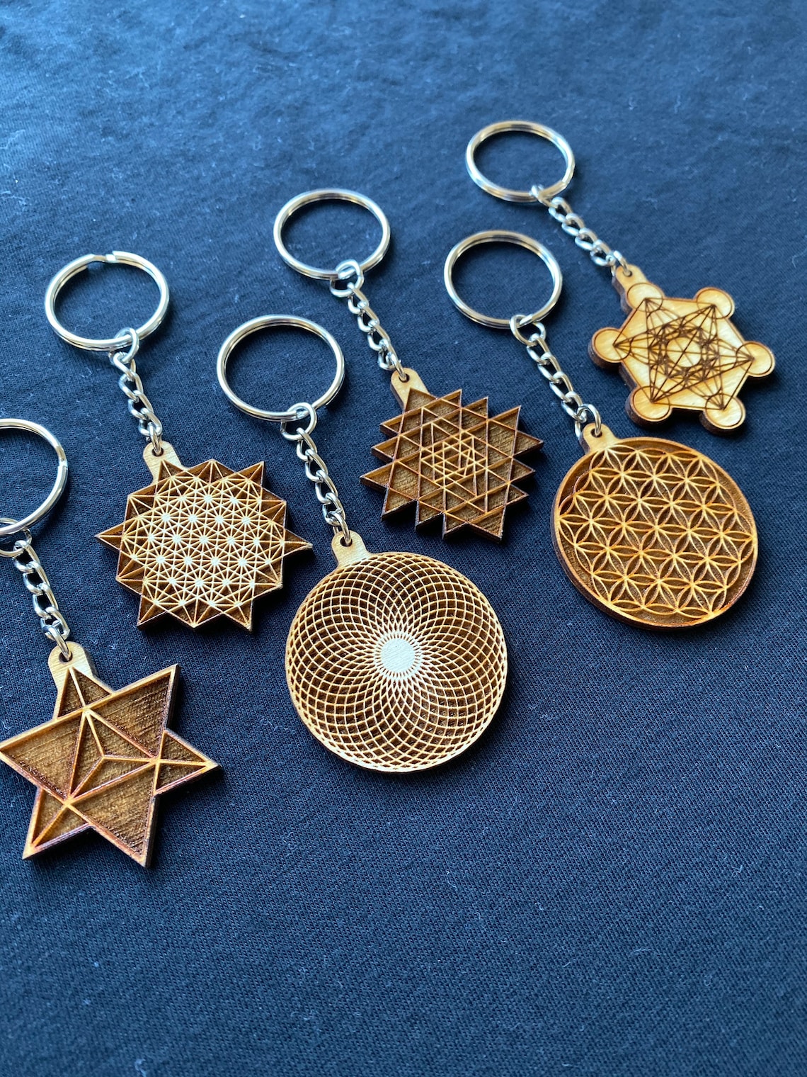 Sacred Geometry Key Chains Sacred Geometry Key Ring Flower | Etsy