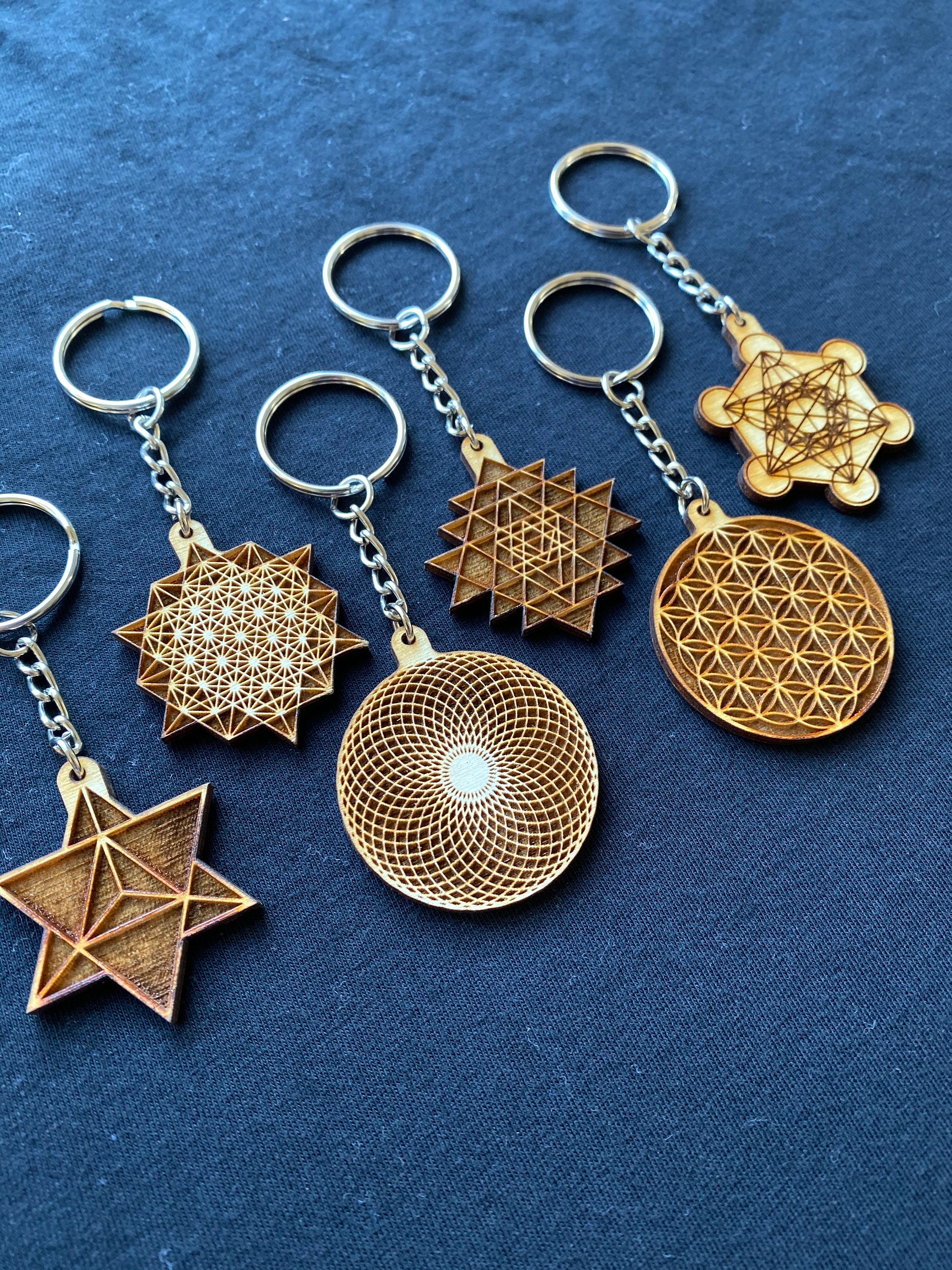Sacred Geometry Key Chains Sacred Geometry Key Ring Flower | Etsy