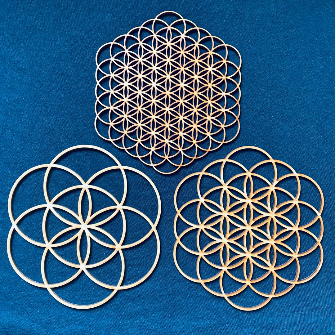 Sacred Geometry Wall Art, Set of 3, Flower of Life Wall Hanging, Seed ...