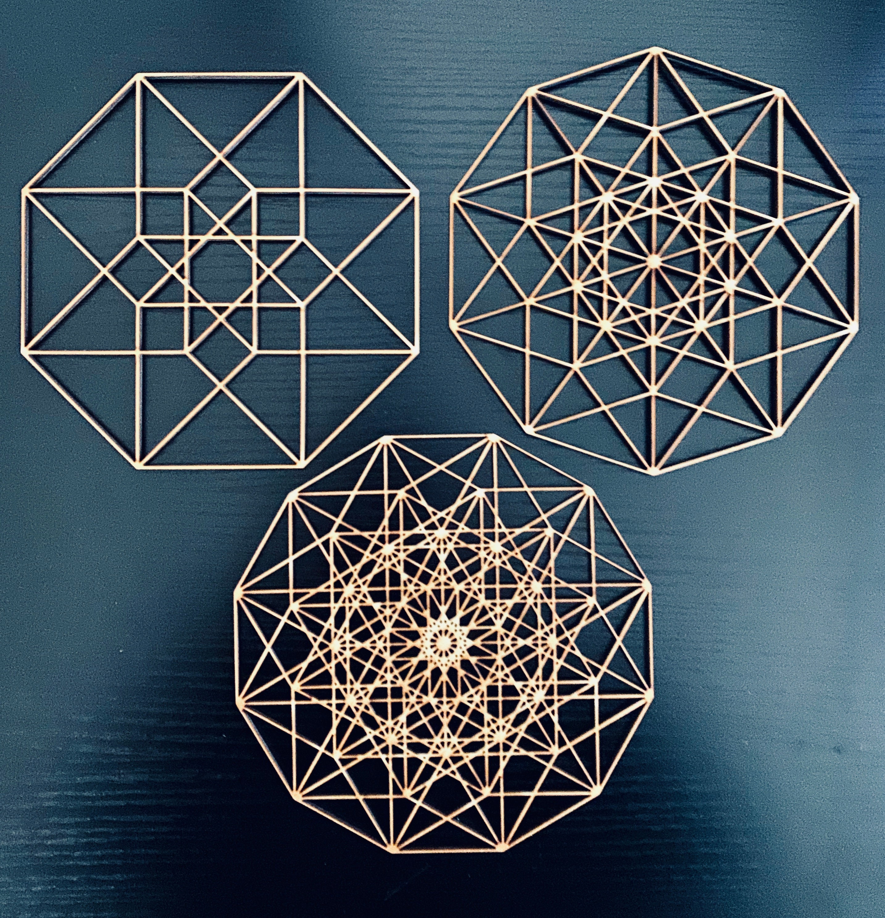 Tesseract Wall Art, Set of 3, Hypercube, Visionary Art, Spiritual Decor ...