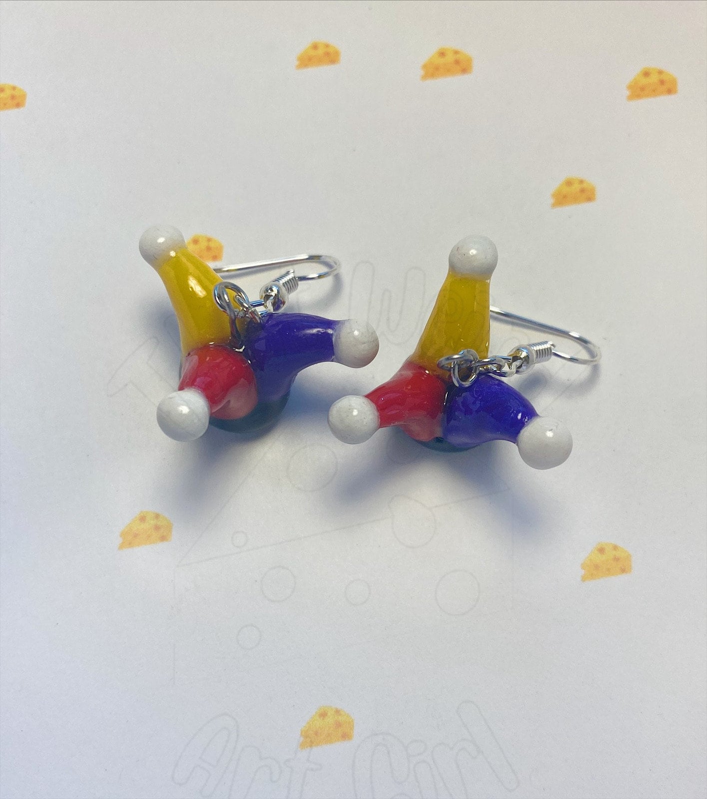 Jester Hat Earrings, Clay Jester Hat, Red Purple Yellow Hat, Jester Hat ...