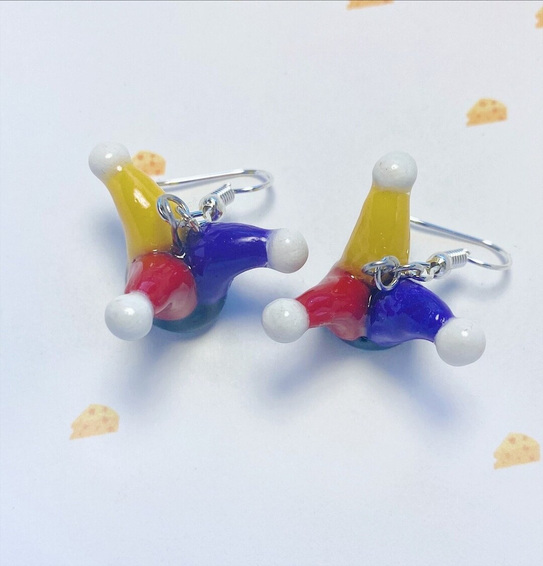 Jester Hat Earrings, Clay Jester Hat, Red Purple Yellow Hat, Jester Hat ...