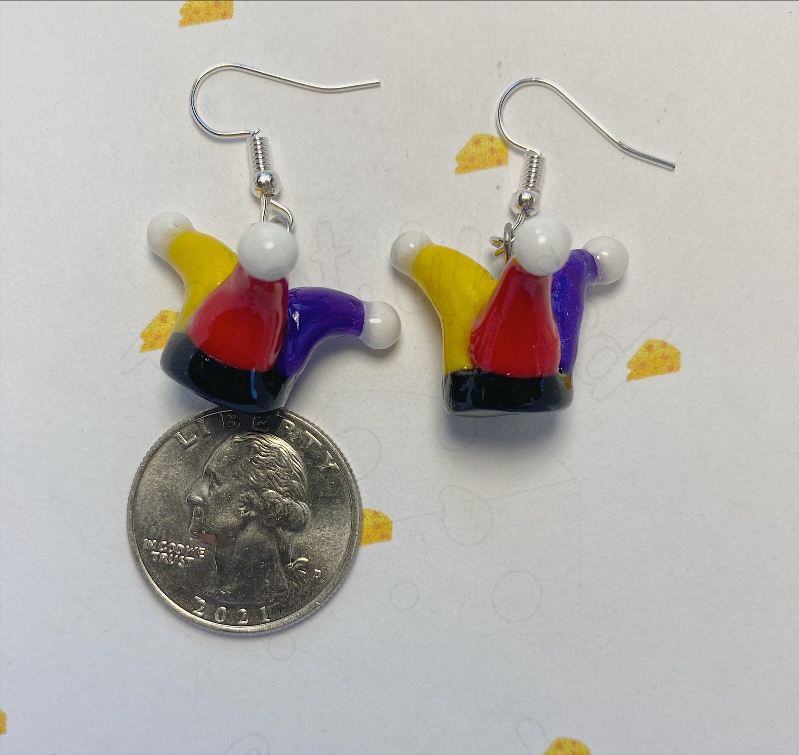 Jester Hat Earrings, Clay Jester Hat, Red Purple Yellow Hat, Jester Hat ...