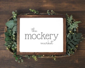 Wood Stained Sign Mock up Instant Download Flat Lay - Etsy