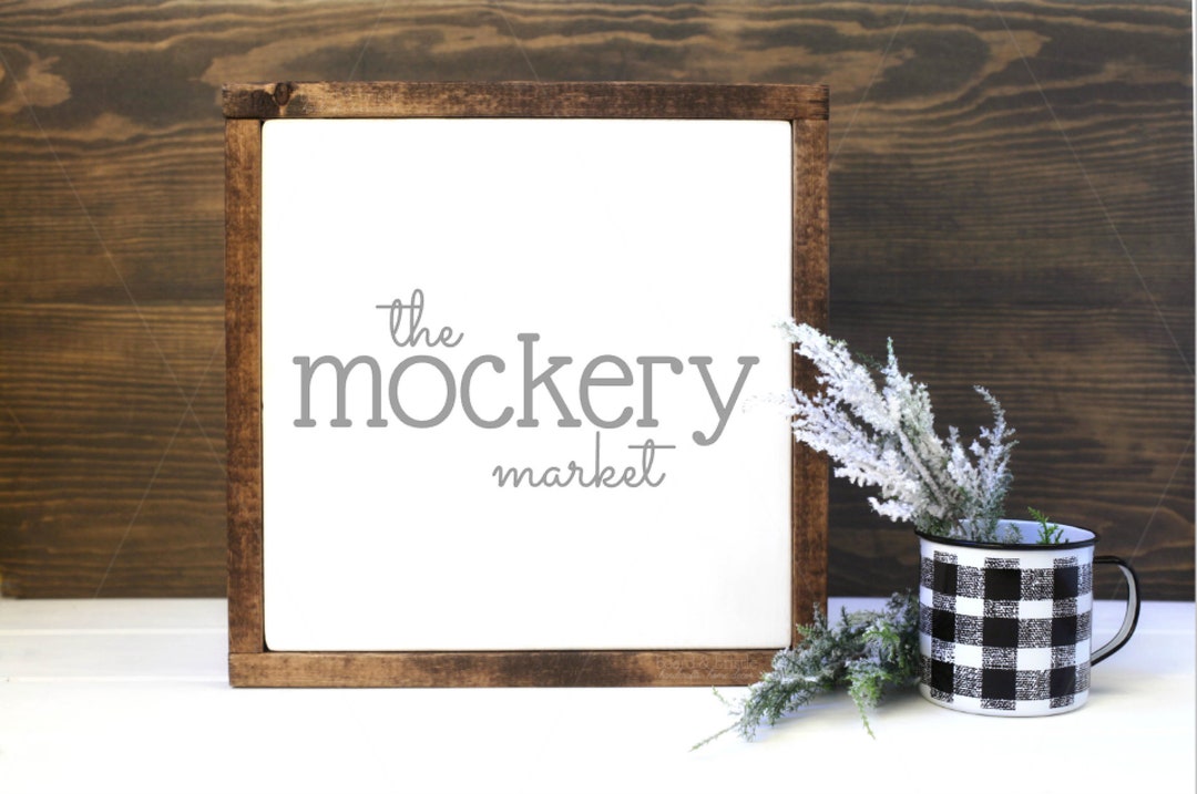 Buffalo Plaid Framed Wood Sign Mock up | Instant Download | Flat Lay ...