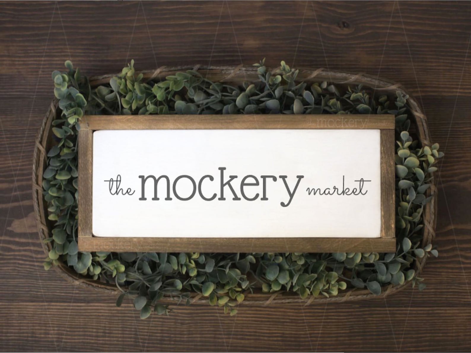 Wood Framed Boxwood Greenery Sign Mock up | Instant Download | Flat Lay ...
