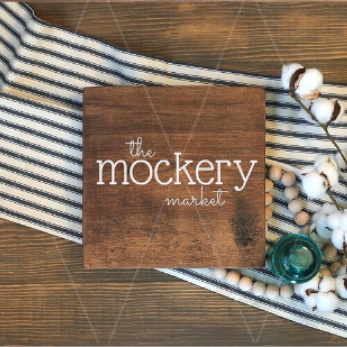 Wood Stained Sign Mock up Instant Download Flat Lay - Etsy