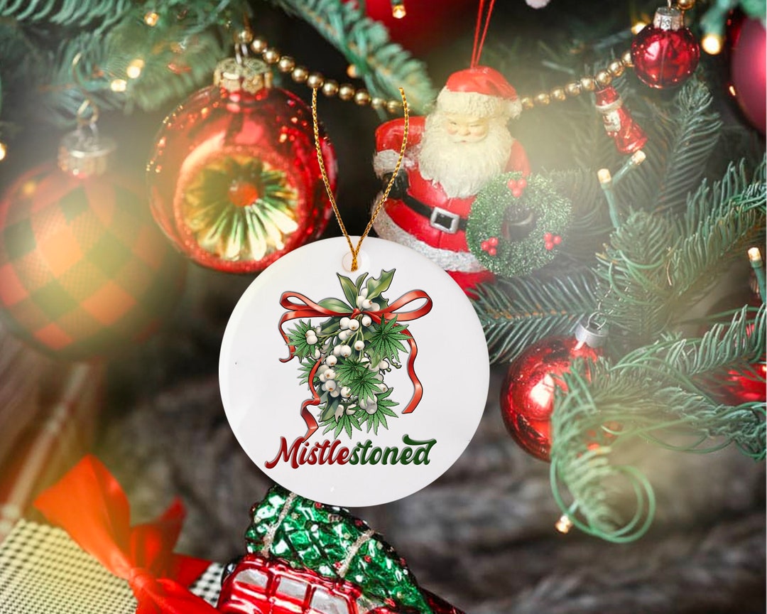 Mistlestoned Christmas Ceramic Ornament - Etsy