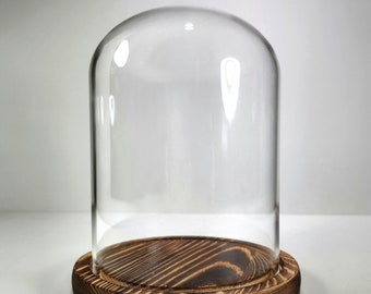 Vintage Glass Display Dome Wood Bases - Etsy