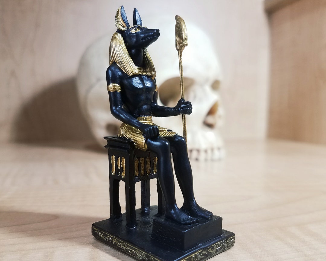 Anubis on Throne Statuette, Egyptian God of Death and Embalming Mini ...