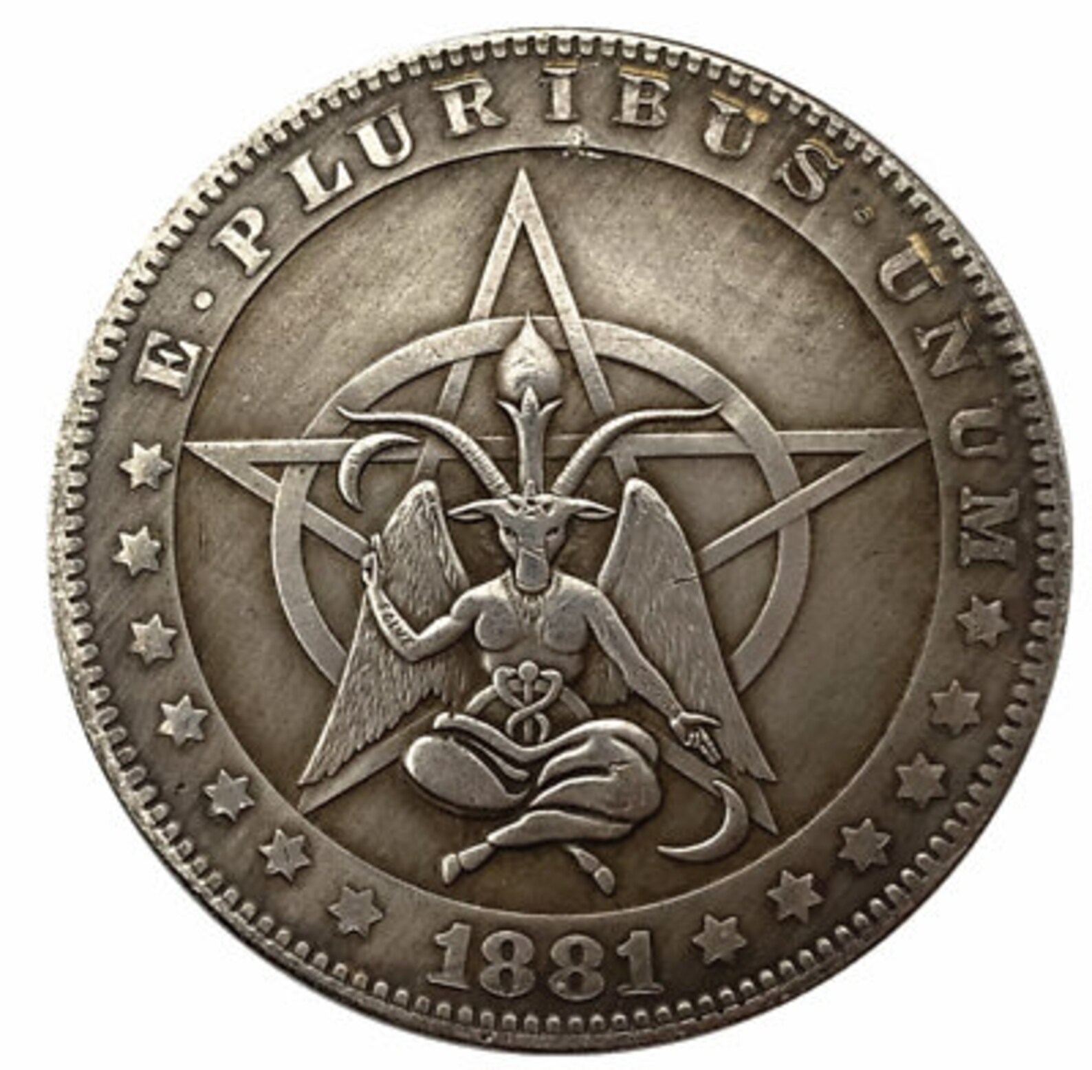 X2 Baphomet Coin Satanic Coin Occult Items - Etsy België