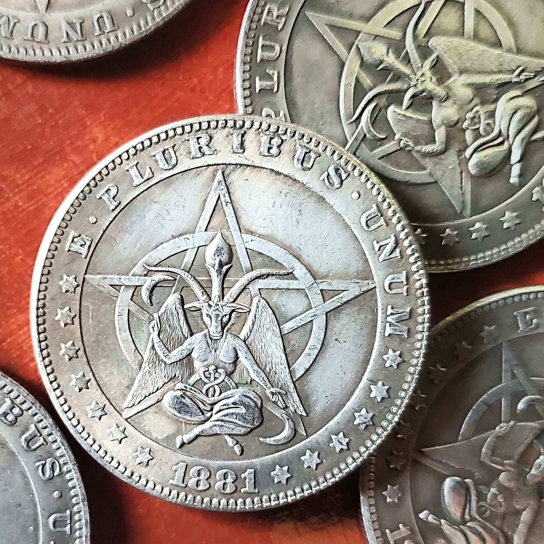 X2 Baphomet Coin Satanic Coin Occult Items - Etsy