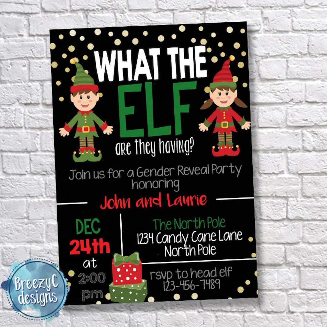 Elf Gender Reveal Invitation Digital File Gender Reveal | Etsy