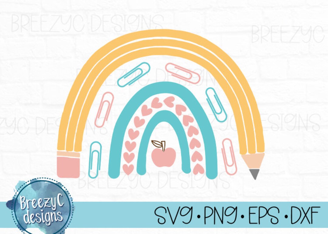 Pencil Rainbow, Education Rainbow, School Supplies, Rainbow SVG ...