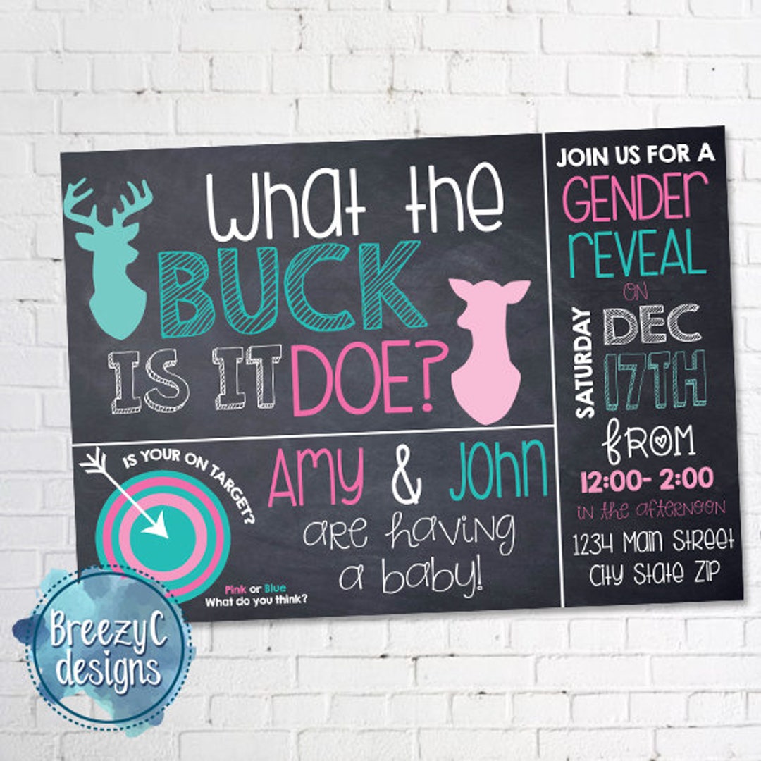 Buck or Doe Gender Reveal Invitation Digital File Gender - Etsy