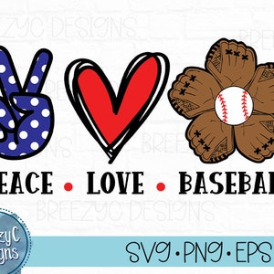 Peace Love Baseball Svg Eps Dxf Png Instant Download Cut - Etsy