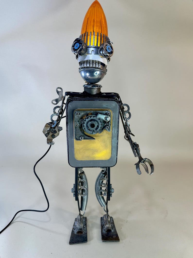 Found Object Robot Assemblage Sculpture "mr. Butters" With USB LED ...