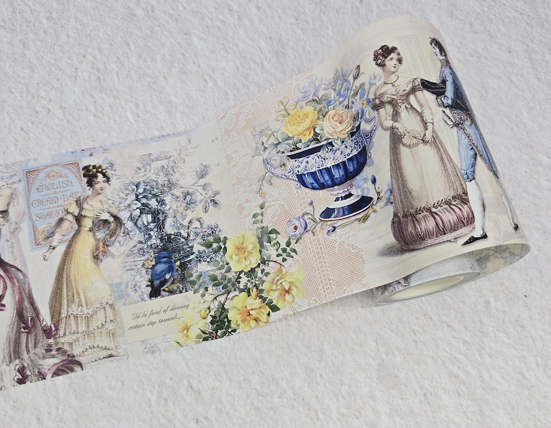 Jane Austen Regency Era Spring Ball Theme Extra Wide Washi Sticker Tape ...