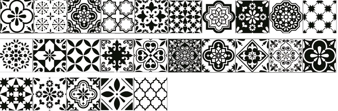 Retro Black and White Spanish Tile Patterns Washi Tape. Extra - Etsy