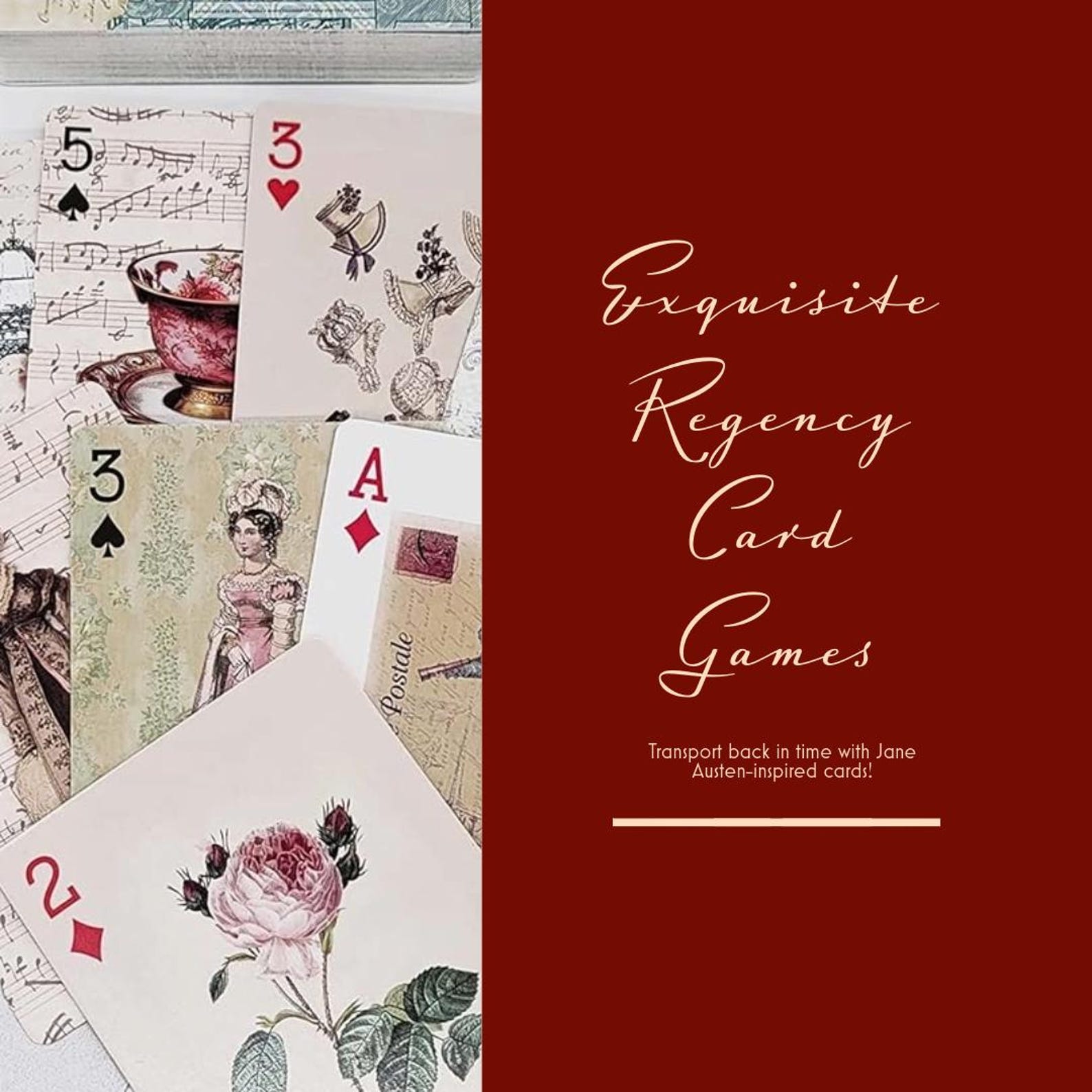 Jane Austen Romantic Historical Playing Cards Deck for Games, Tea Party ...