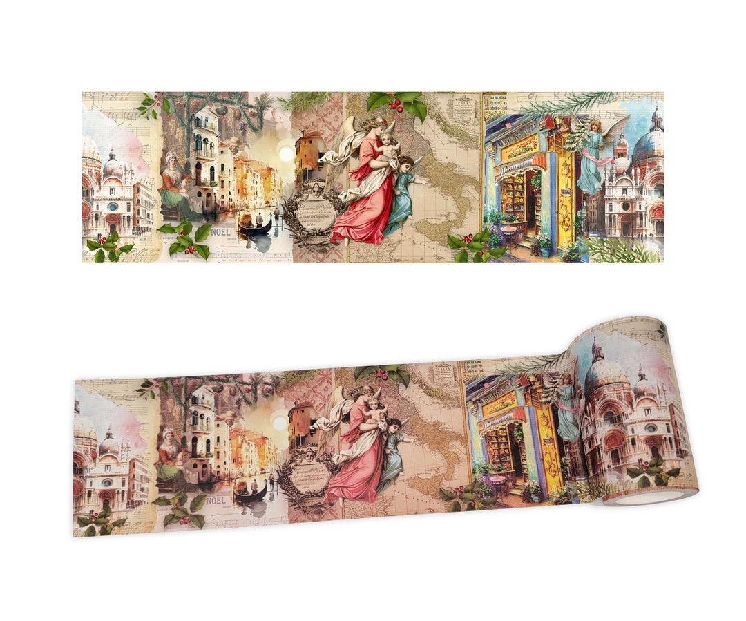 Vintage Christmas in Italy Extra Wide (10 Cm / 4 Inches) Washi Tape for ...