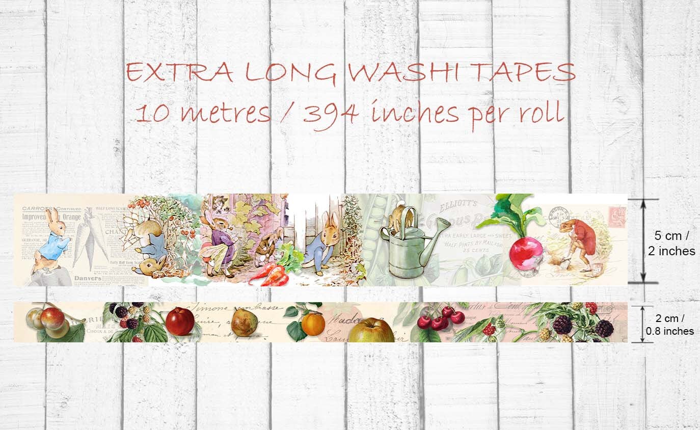 Peter Rabbit Washi Tapes Duo. Set of 2 Beatrix Potter Theme Scrapbook ...