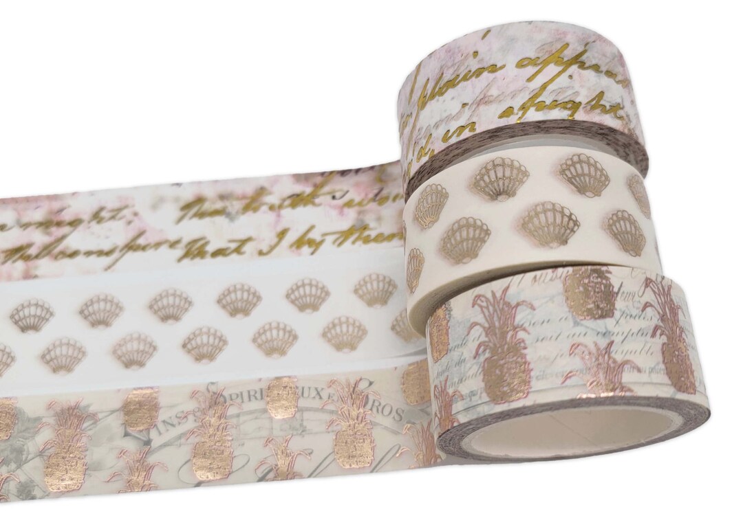 Serenity Fair Gold Foil Washi Tape Sets With Vintage Pineapples, Sea ...