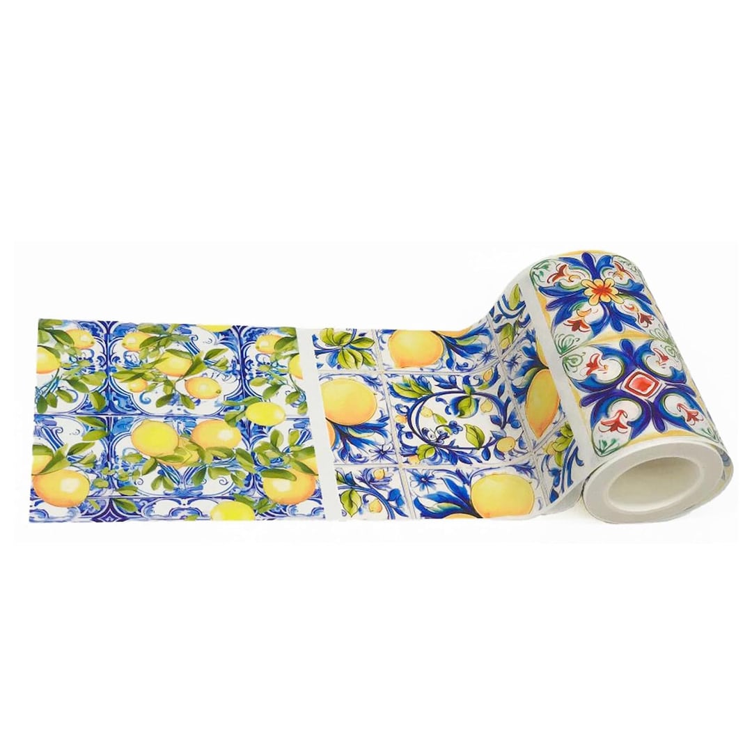 Lemon Tile Washi Tape: Mediterranean Italian Design. Extra Wide (10 Cm ...