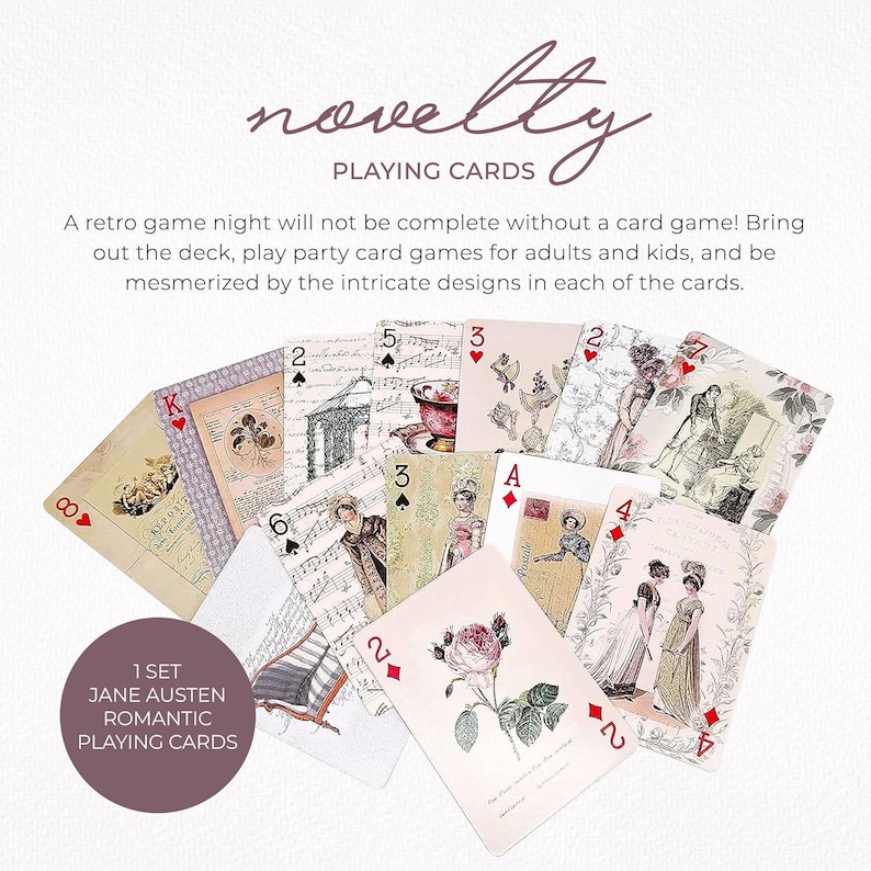 Jane Austen Romantic Historical Playing Cards Deck for Games, Tea Party ...