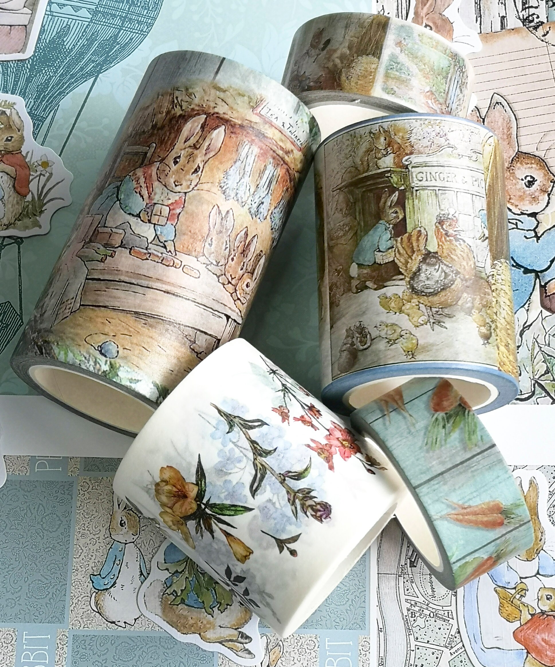 Peter Rabbit Washi Tapes Set of 5 Rolls. Extra Wide and Long - Etsy
