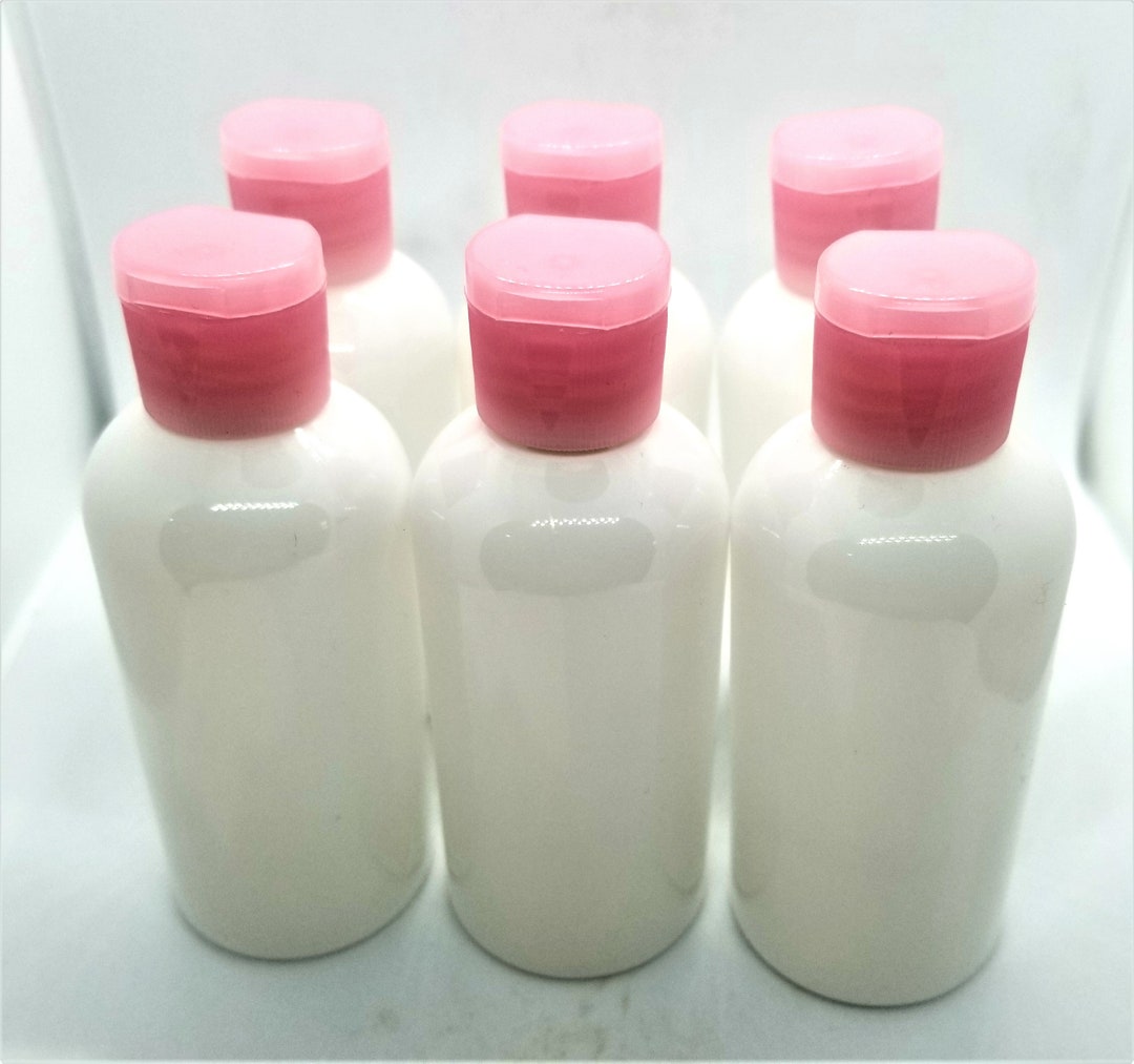 Refillable Round Bottles With Flip Top Caps - 2 Oz (white). Pack of 6 ...