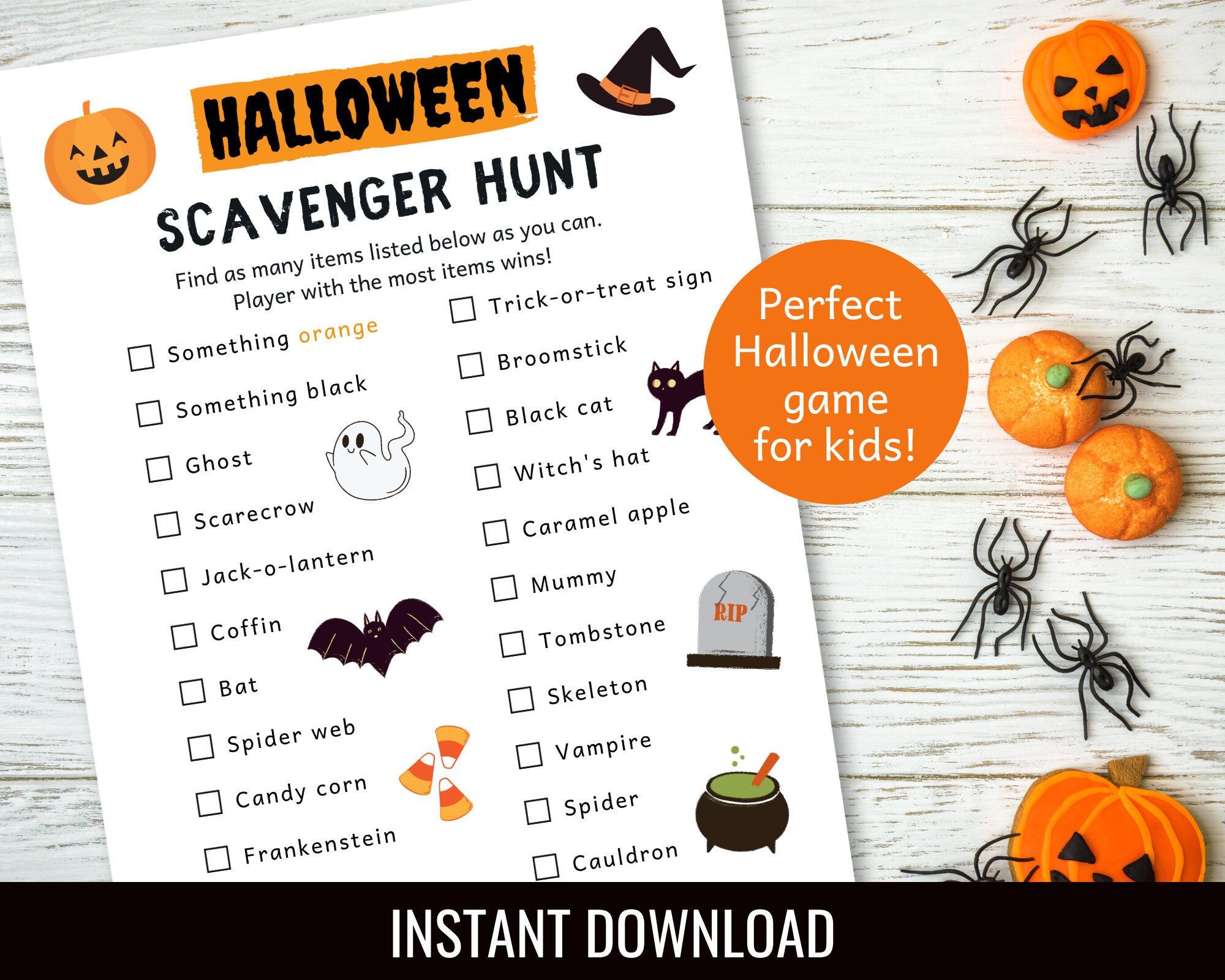 Halloween Scavenger Hunt Game for Kids, Halloween Printable Scavenger ...