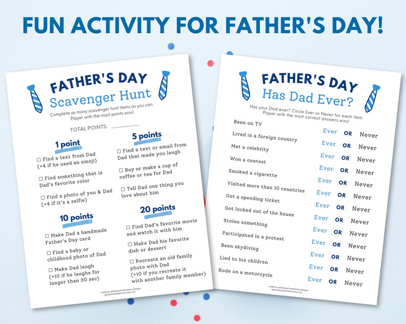 Father's Day 6 Games Bundle, Father's Day Games, Father's Day Activity ...