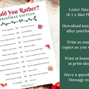 Christmas Would You Rather Game, Christmas This or That Game, Printable ...