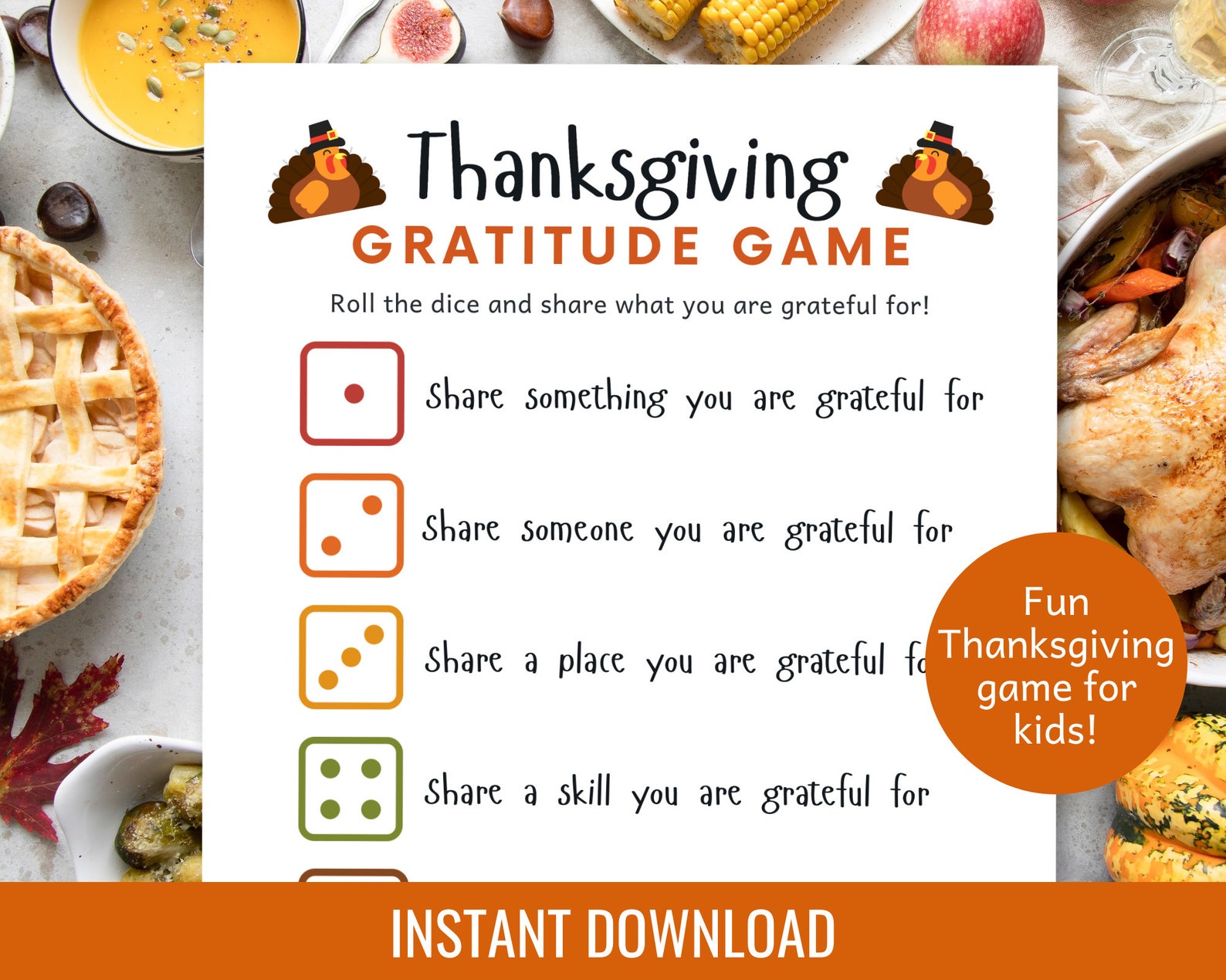 Thanksgiving Gratitude Dice Game, Thanksgiving Kids Game, Friendsgiving ...