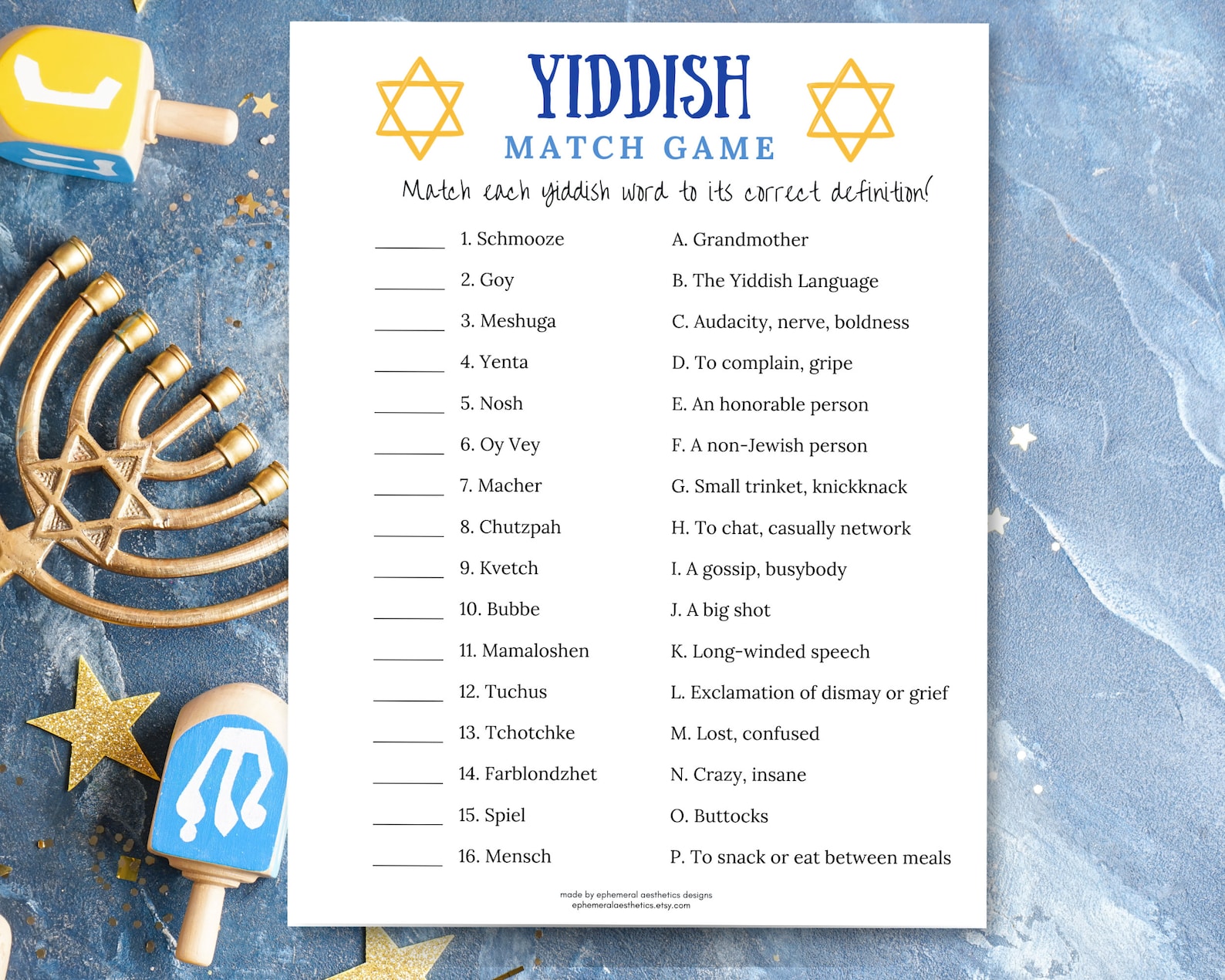 Yiddish Match Game, Jewish Game, Jewish Printable, Jewish Holiday Game ...
