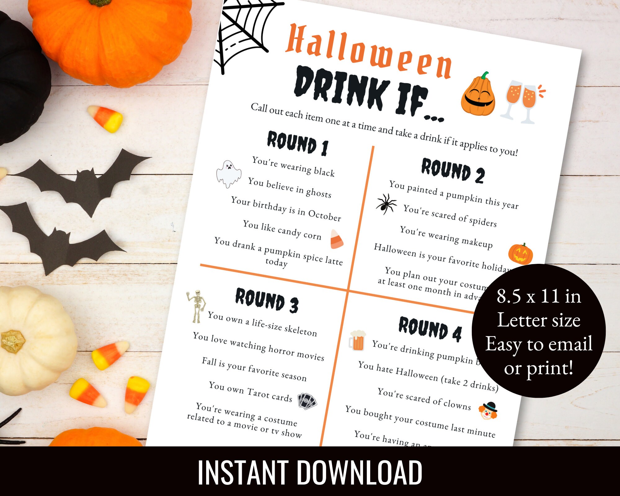 Halloween Drink If Game Halloween Drinking Game for Adults - Etsy