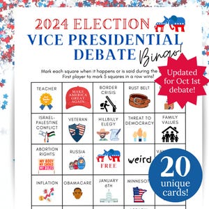 Vice Presidential Debate Bingo Cards - Etsy