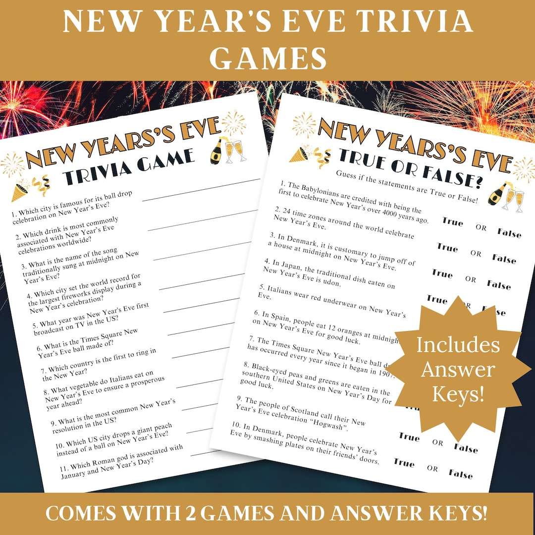 New Years Trivia Games, New Year's Eve Trivia Questions, 2025 New Year ...