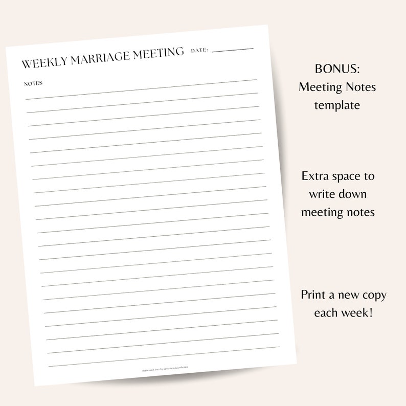 Weekly Marriage Meeting Printable: Relationship Check-in (PDF) - Etsy